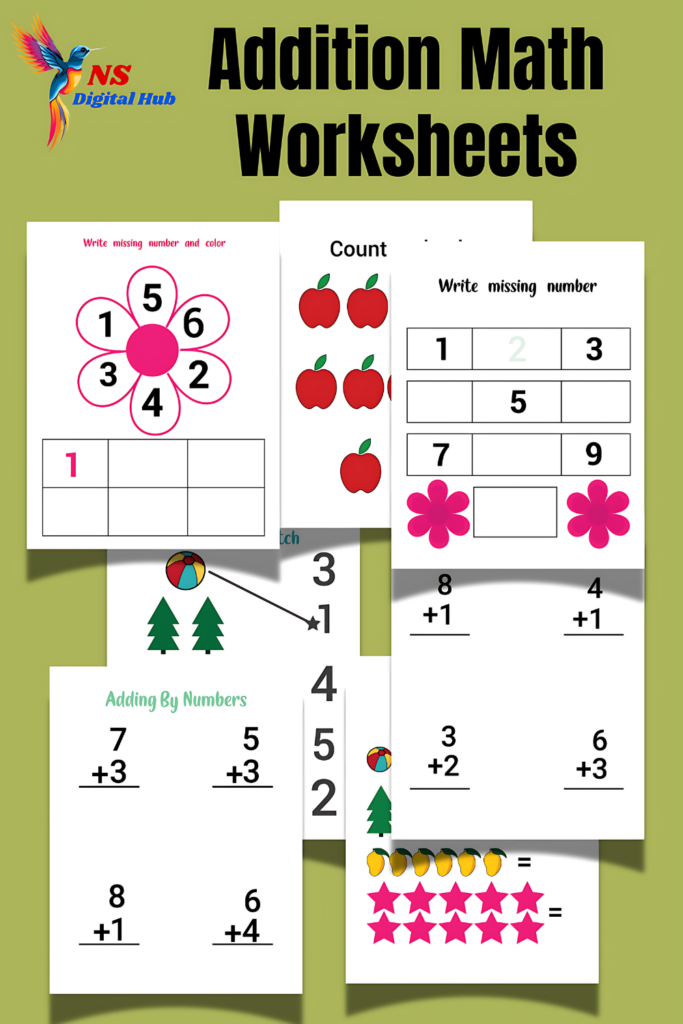 Math’s Addition Worksheets 26 pages – digitalhub
